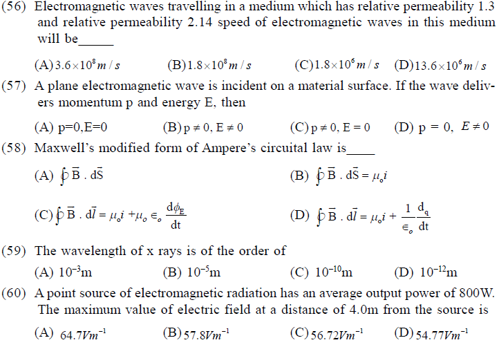 NEET UG Physics Electromagnetic Waves MCQs with Answers